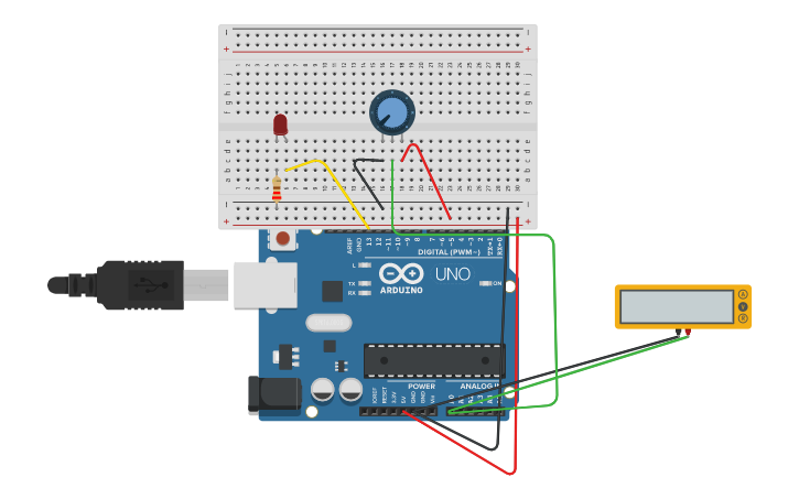 Circuit design Potentiometer Analog Input | Tinkercad