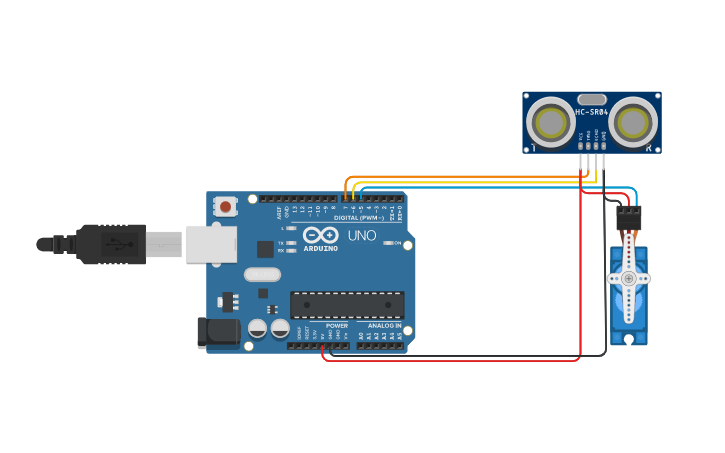 Circuit design servo con sensor MV - Tinkercad