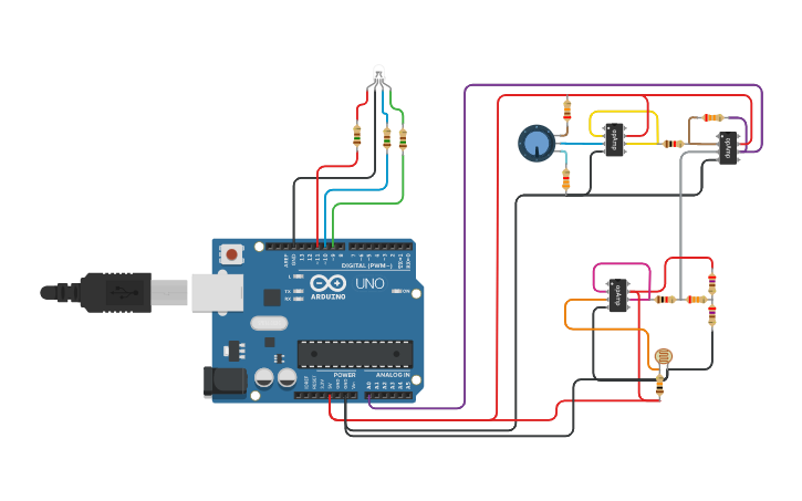 Circuit design Sensor ldr - Tinkercad
