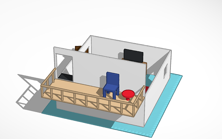 3D design Room with balcony - Tinkercad