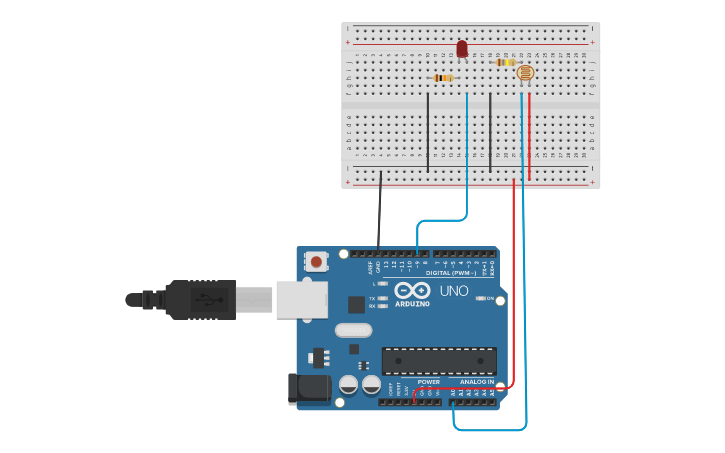Circuit design ENTRADAS Y SALIDAS ANALOGICAS - Tinkercad Circuit design ENTRADAS Y SALIDAS ANALOGICAS - Tinkercad