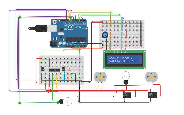 Circuit design greenhouse monitoring system - Tinkercad