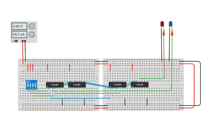 Circuit design Full Subtractor using Basic Gates | Tinkercad