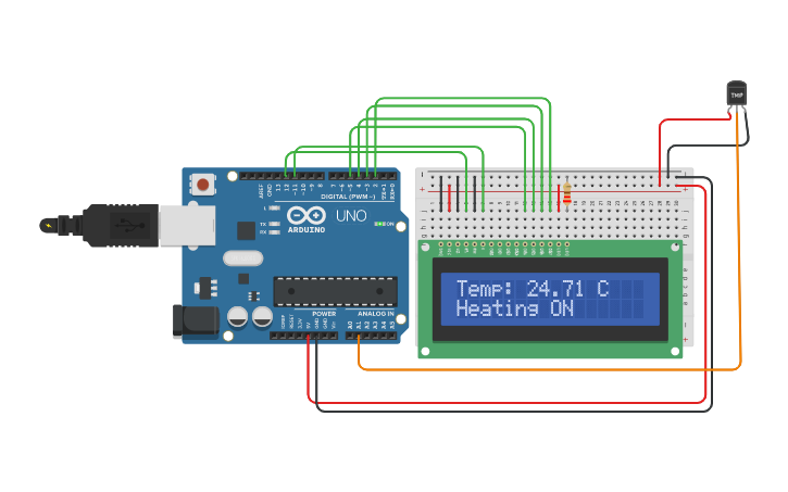 Circuit design Heating And Cooling - Tinkercad