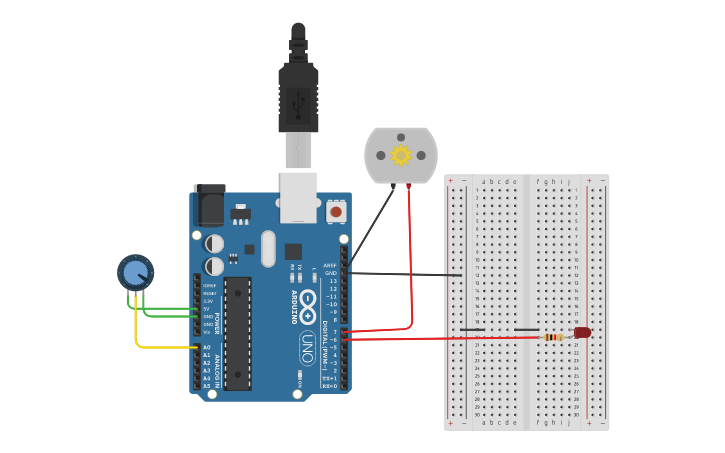 Circuit Design 3 Control Led And Motor Using Potentiometer Tinkercad