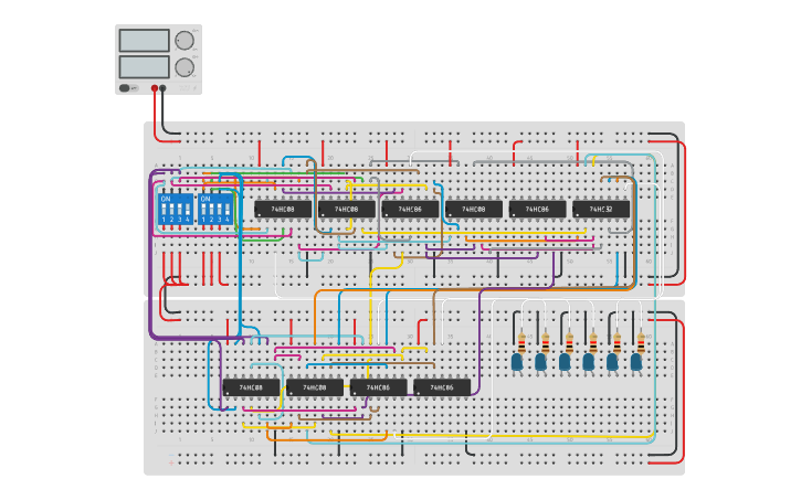 Circuit design 3 bit Multiplier - Tinkercad