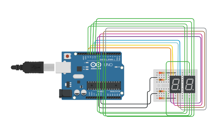 Circuit design 7 segment | Tinkercad