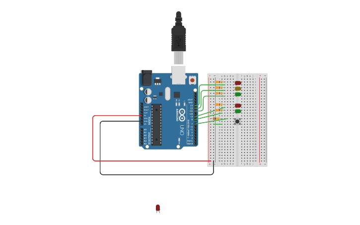 Circuit design Traffic Light Simulation | Tinkercad