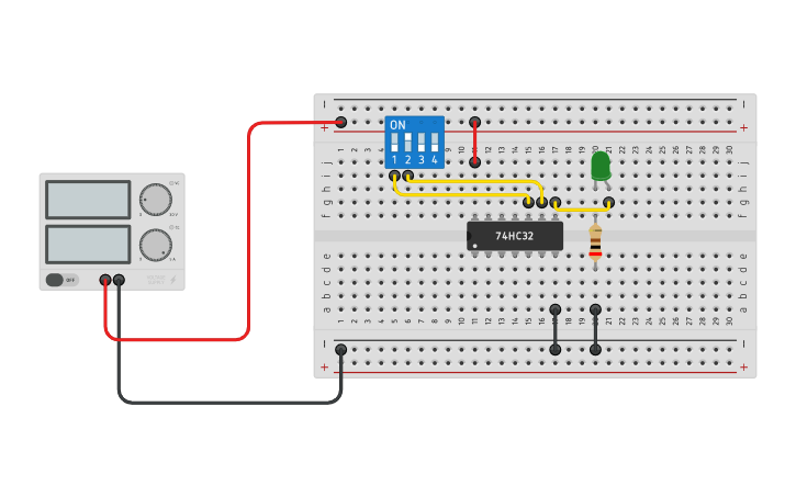 Circuit design IC 7432 - OR Gate - Tinkercad