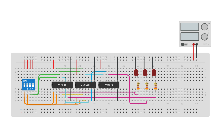 Circuit design 2 Bit Full Adder - Tinkercad