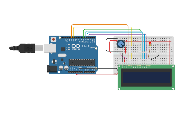 Circuit design LCM1602 - Arduino - Tinkercad