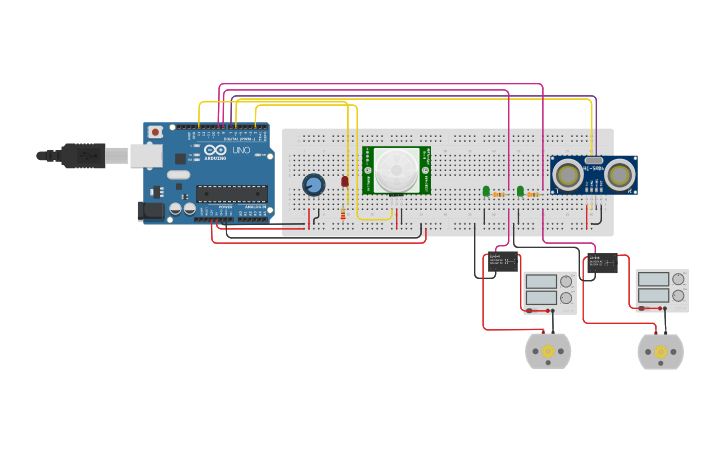 Circuit design obstacle avoidare | Tinkercad