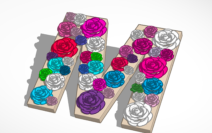 3D design Floral Letters - Tinkercad