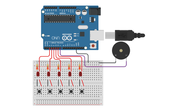 Circuit design Piano - Tinkercad