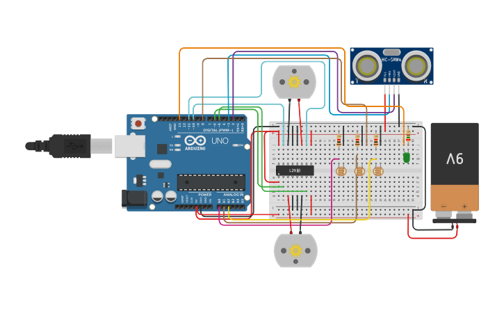 Circuit design Projeto Mini SUMO | Tinkercad