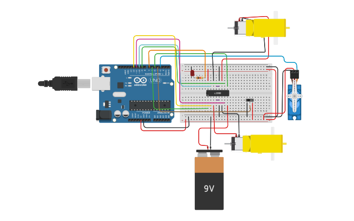 Circuit design Robot Soccer | Tinkercad