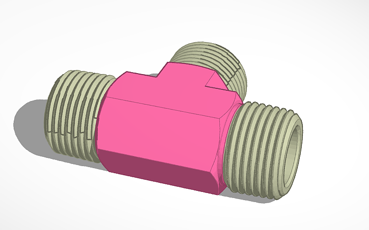3D design 1/2" 3 Way Tee Connector for water pipe - Tinkercad
