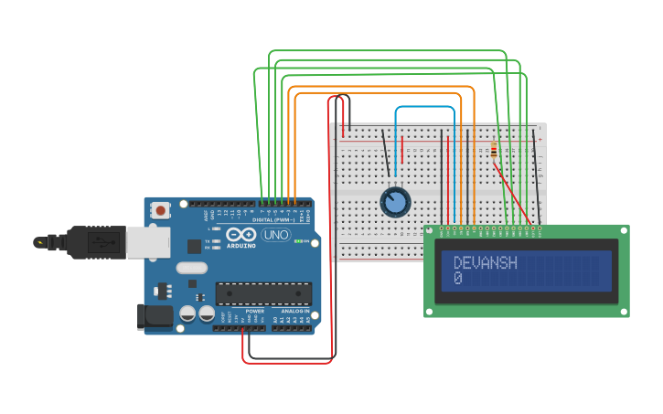 Circuit design LCD Display - Tinkercad