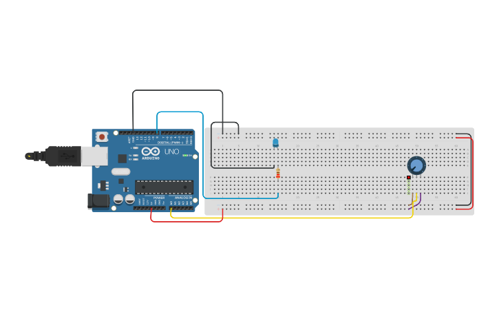 Circuit design Potansiyometre İle Led Yakma | Tinkercad