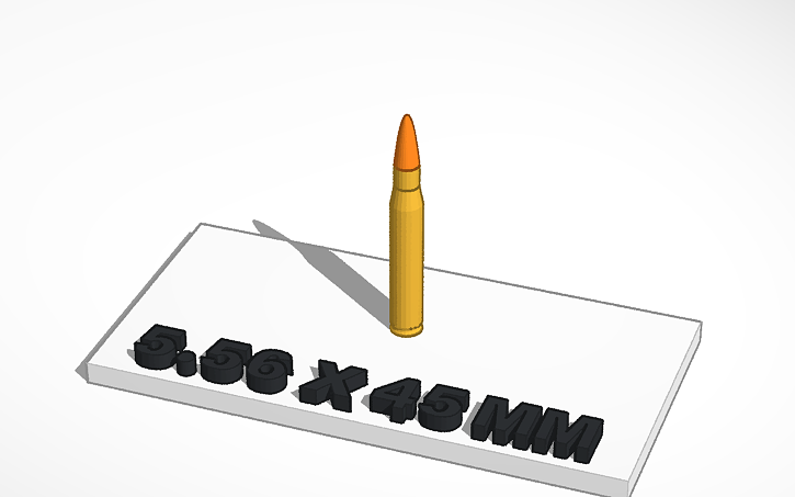3D design 5.56x45mm NATO w/ baseplate | Tinkercad