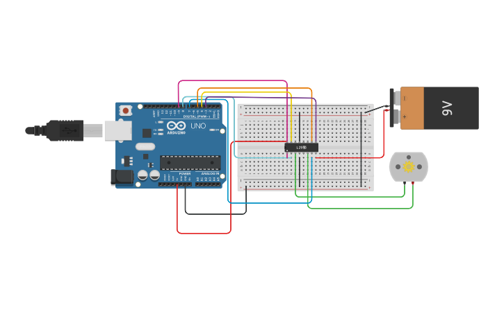 Circuit design Speed Control Of DC Motor - Tinkercad