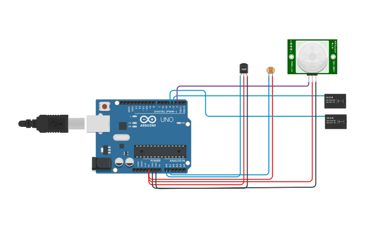 Circuit design 7. Proyecto de Domótica con Arduino - Tinkercad