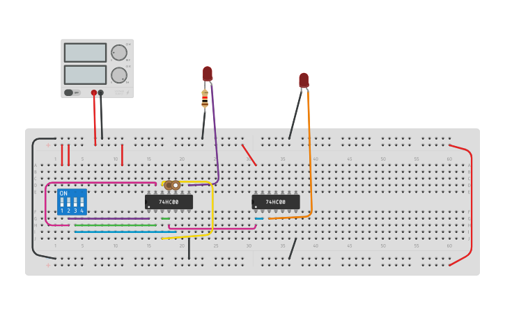 Circuit design Half adder using NAND gates | Tinkercad