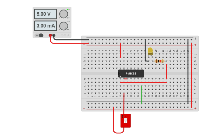 Circuit design NOT GATE USING NOR GATE - Tinkercad