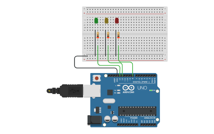 Circuit design Roman Sedov. Traffic-light - Tinkercad