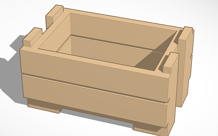 3D design wood crate - Tinkercad