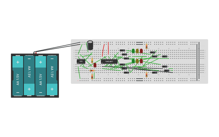 Circuit design semaforo 555 | Tinkercad