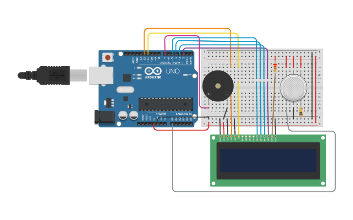 Circuit design PENDETEKSI ASAP DENGAN SENSOR MQ-2, BUZZER, DAN LCD ...