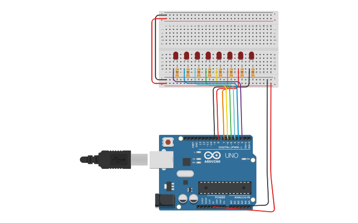 Circuit design Leds Multiples - Tinkercad