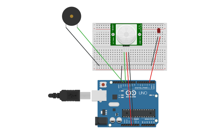 Circuit design PIR Sensor 63711798 | Tinkercad