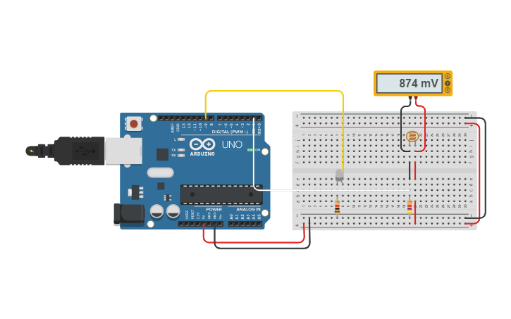 Circuit design Sensor Cahaya - Tinkercad