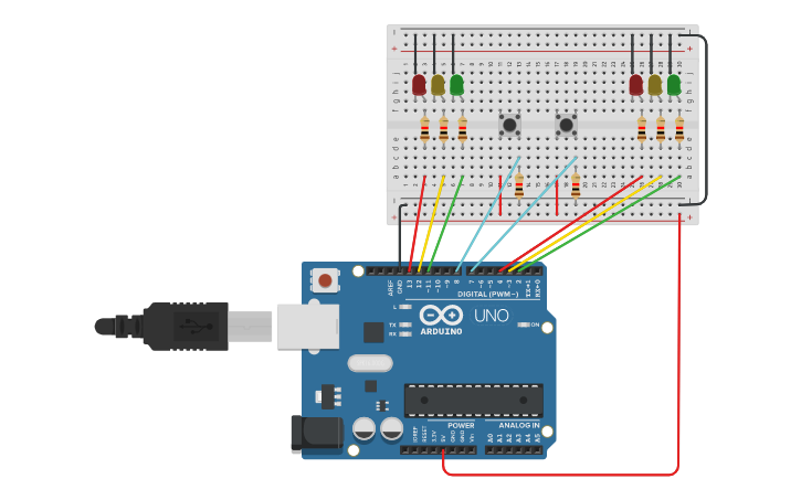 Circuit design LR_traffic_light - Tinkercad