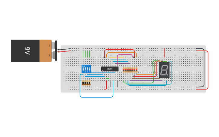Circuit design display 7 segmentos - Tinkercad