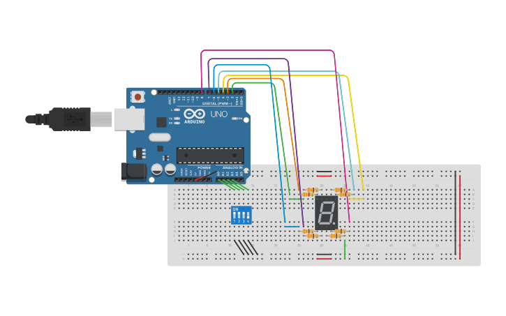Circuit design binario a hexadecimal | Tinkercad