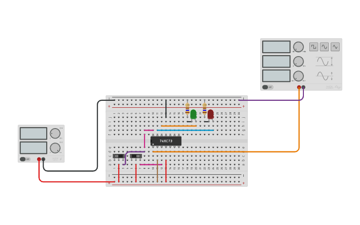 Circuit design JK flip flop - Tinkercad