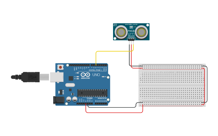 Circuit design Distance Sensor - Tinkercad