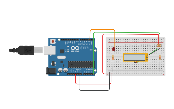 Circuit design LDR SIMULATION - Tinkercad