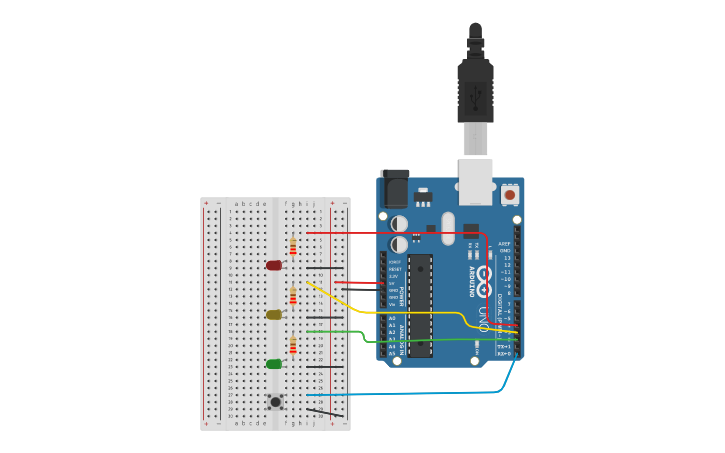 Circuit design Traffic Light | Tinkercad