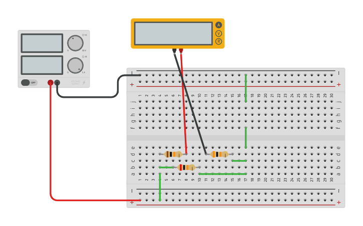 Circuit design Resistors in series, parallel and Ohm's Law - Tinkercad