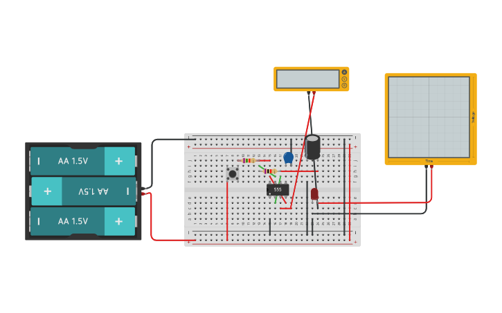 Circuit design astable con 555 sin R en serie con el led | Tinkercad