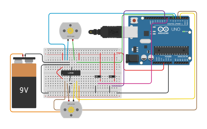 Circuit design L293D | Tinkercad
