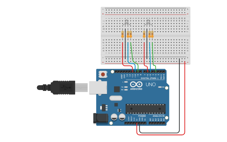 Circuit design 2 RGB | Tinkercad