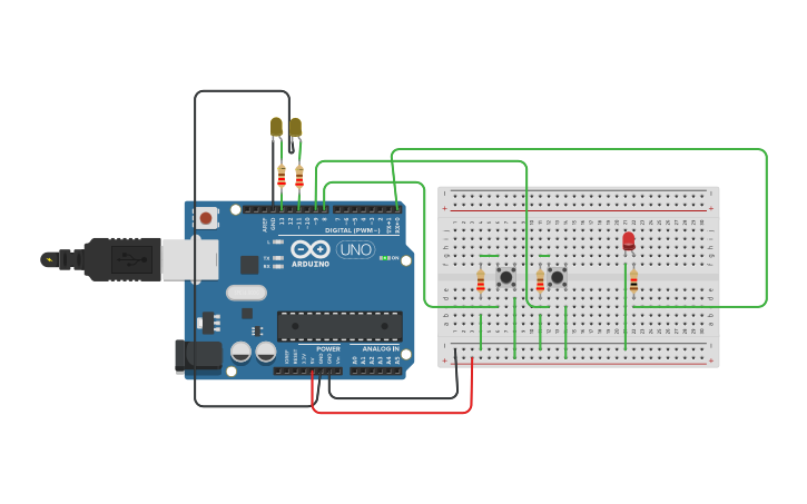 Circuit design NAND GATE PUSH BUTTON - Tinkercad