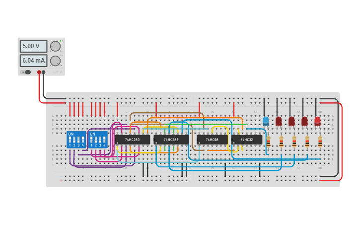 Circuit design Copy of bcd adder - Tinkercad