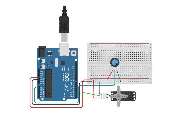 Circuit Design Servo Motor With Potentiometer Tinkercad