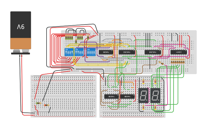 Circuit design BCD Adder/Subtractor - Tinkercad